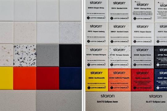 ACRYLIC Solid Surface 100% แบรนด์ Staron หินไร้รอยต่อ ดัดโค้งตามแบบ