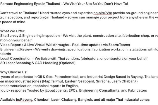 🌏 Remote Engineering Eyes in Thailand – We Visit Your Site So You Don’t Have To!
